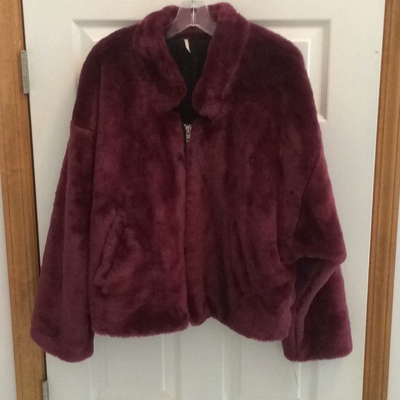 Free People | Jackets & Coats | New Free People Raspberryburgundy Faux ...